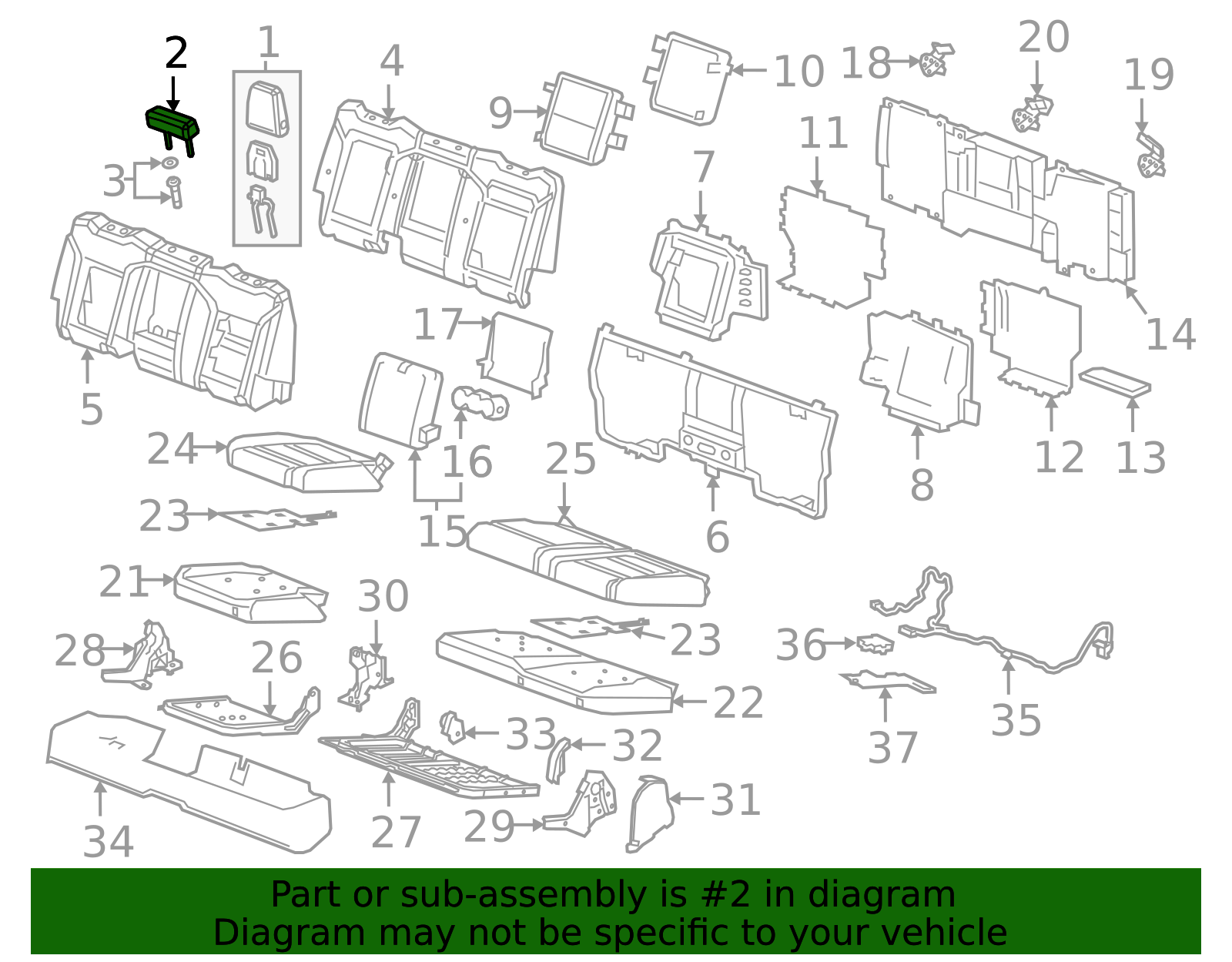 2022-2024 GMC Sierra 1500 Headrest, Center 85112731 GM | GMPartsDirect.com