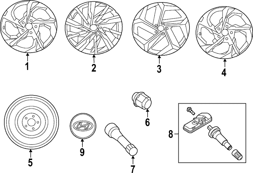 Hyundai - 52910-P0160 - Wheel, Alloy - 2022-2024 Hyundai Tucson | OEM ...