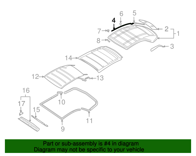 8H0-871-971 - Convertible Top Cable 2003-2009 Audi | Audi OEM Parts