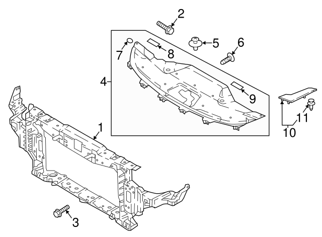 64101-J5000 - Radiator Support 2018-2023 Kia Stinger | Kia.Parts Store