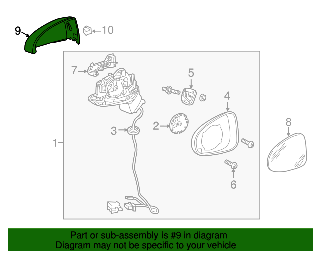 2015-2020 Audi Mirror Cover 8V0-857-527-D-GRU | Audi USA Parts
