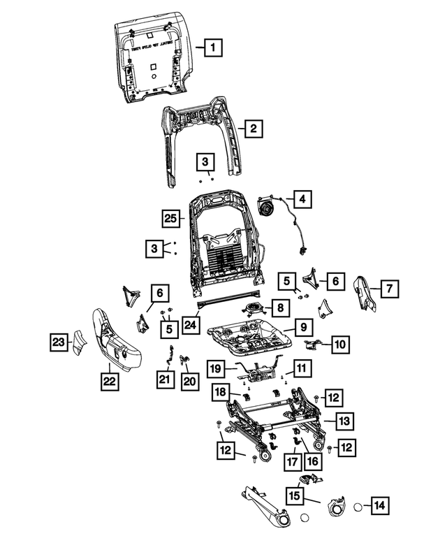 68105869AK - Front Seat Back Frame - 2012-2024 Mopar | Mopar OEM Parts ...