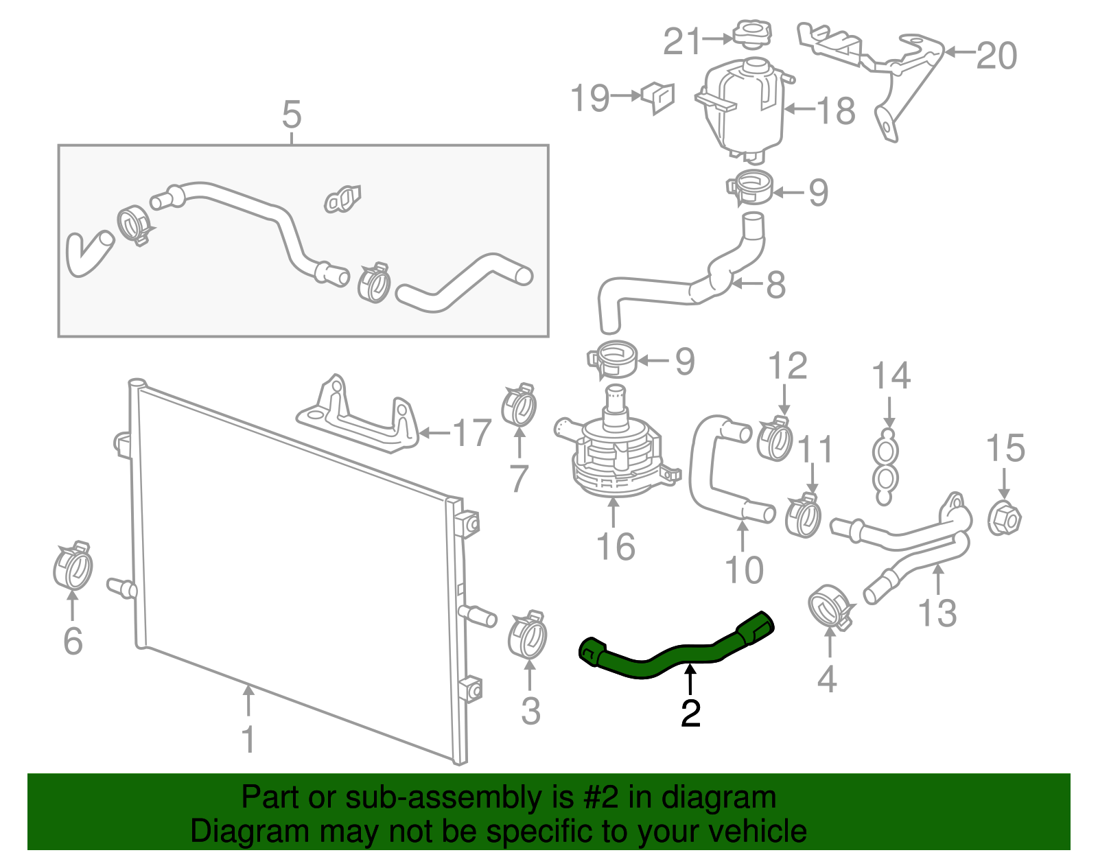 84021226 - Drive Motor Power Inverter Module Cooling Inlet Hose 2016 ...