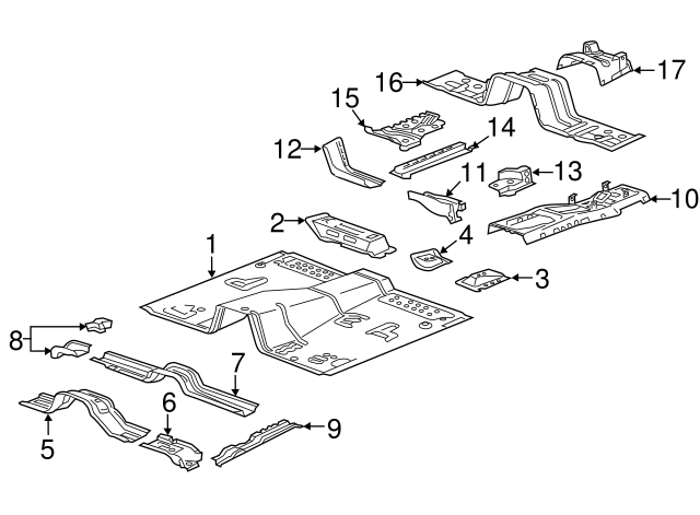 22990747 - Passenger Side Number 2 Floor Panel Cross Bar 2015-2022 GM ...