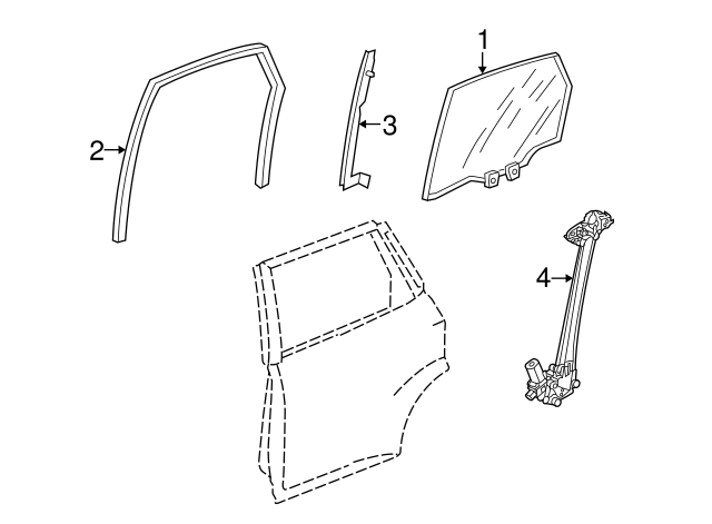 72710-TF0-003 - Regulator Assembly, R Rear Door Power 2009-2013 Honda ...