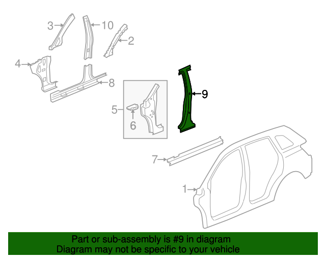 2008-2015 GM Passenger Side Center Pillar Reinforcement 20861682 ...