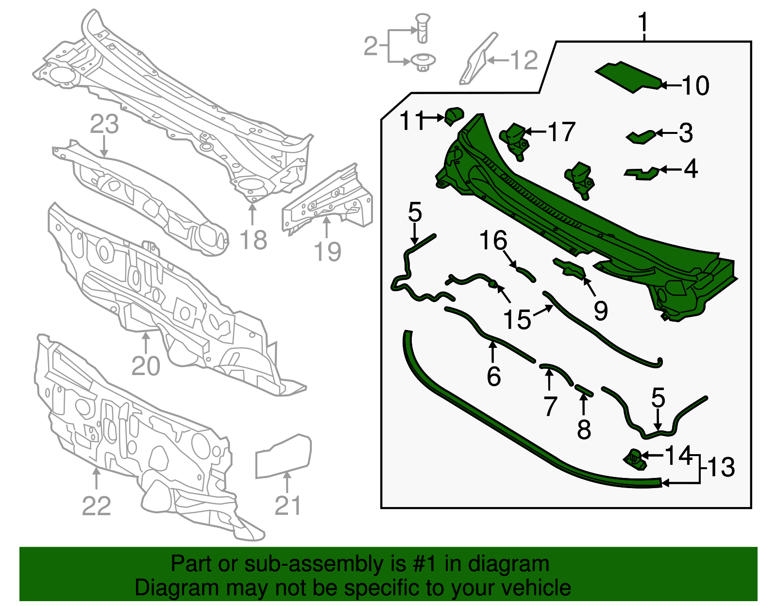 86150-1W000 - Cowl Grille 2012-2017 Kia Rio | Kia.Parts Store