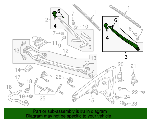 2003-2009 Porsche Cayenne Wiper Arm 955-628-028-13 | OEM Parts Online