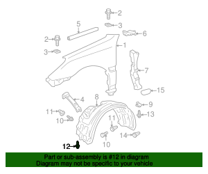2002-2006 Lexus Fender Liner Bolt 90467-07164 | OEM Parts Online