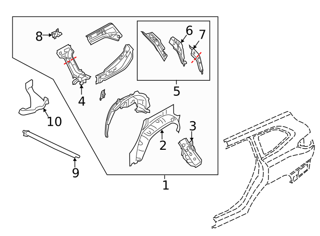 51572XC11A9P - Rear Pillar Reinforced - 2019-2021 Subaru Ascent | World ...