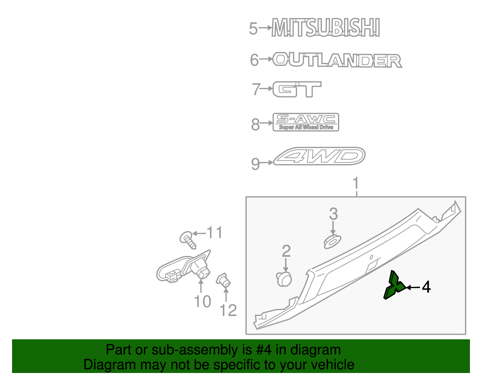 2007-2022 Mitsubishi Emblem 7415A015 | Mitsubishi OEM Parts Online