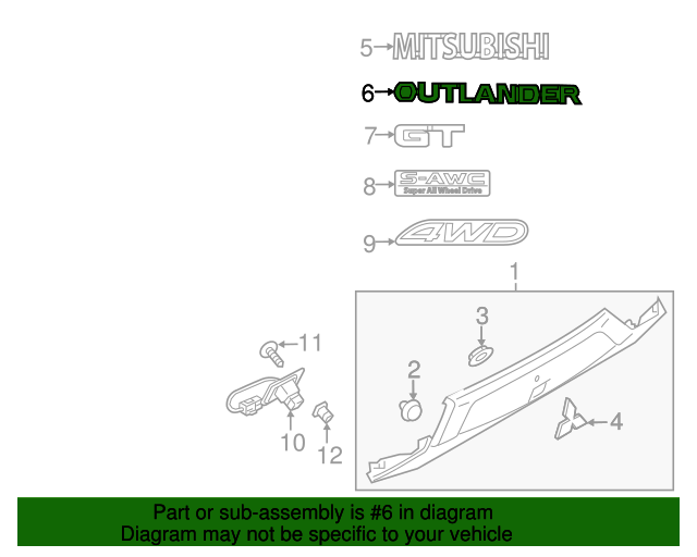 2014-2022 Mitsubishi Nameplate 7415A401 | Mitsubishi Parts Warehouse ...
