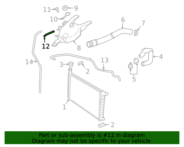 2018-2024 GM Coolant Recovery Reservoir Hose 25866165 GM ...