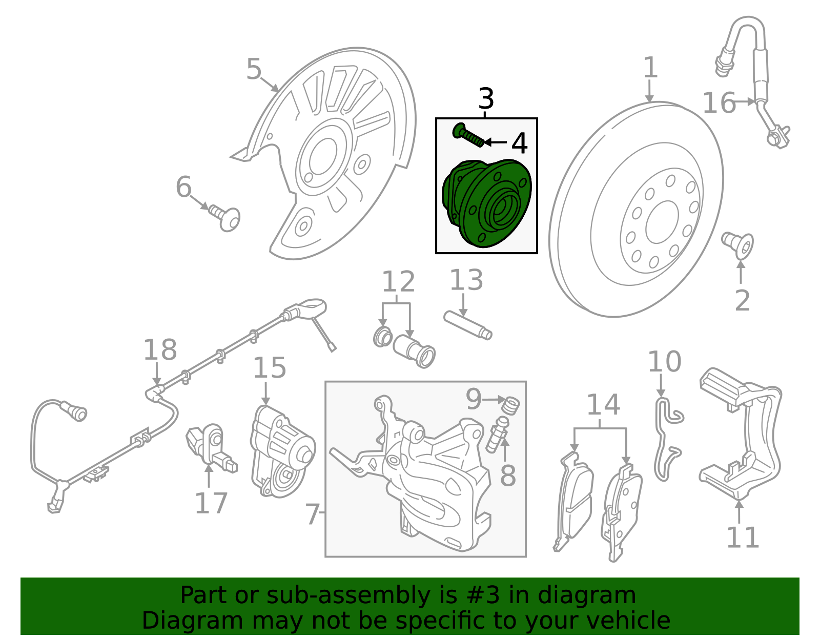 3QF-598-611 - Rear Hub & Bearing 2018-2023 Volkswagen | Volkswagen ...