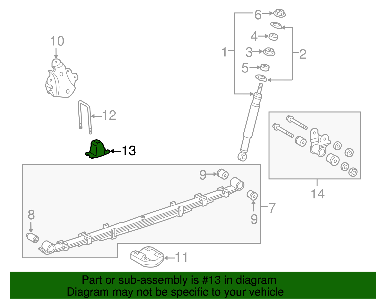 2005-2023 Toyota Tacoma Leaf Spring Bumper (Left, Right, Rear) 48341 ...
