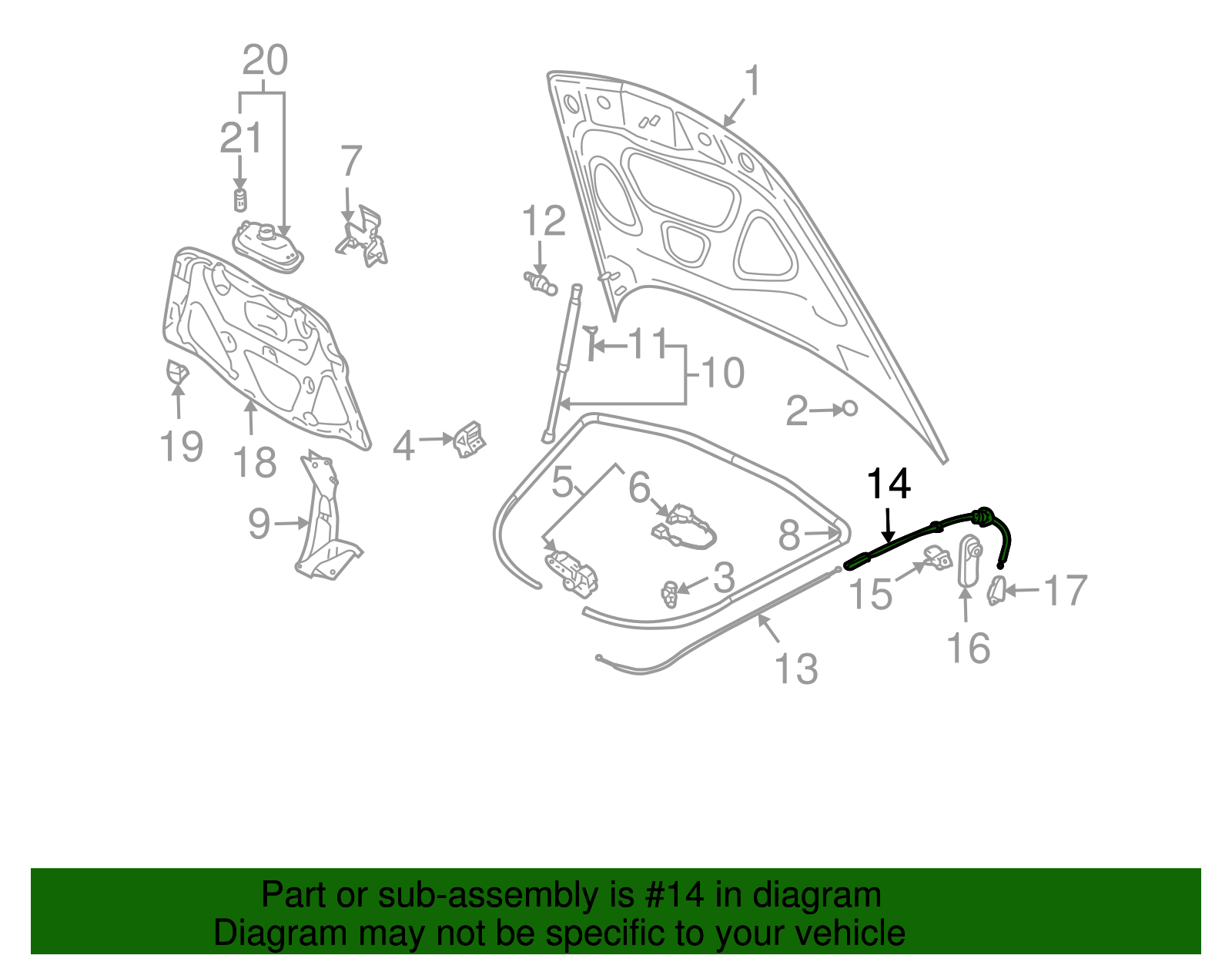 7L6-823-535-C - High-Quality Hood Release Cable for 2004-2010 ...