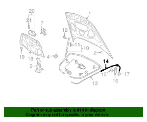2004-2010 Volkswagen Touareg Hood Release Cable 7L6-823-535-C ...