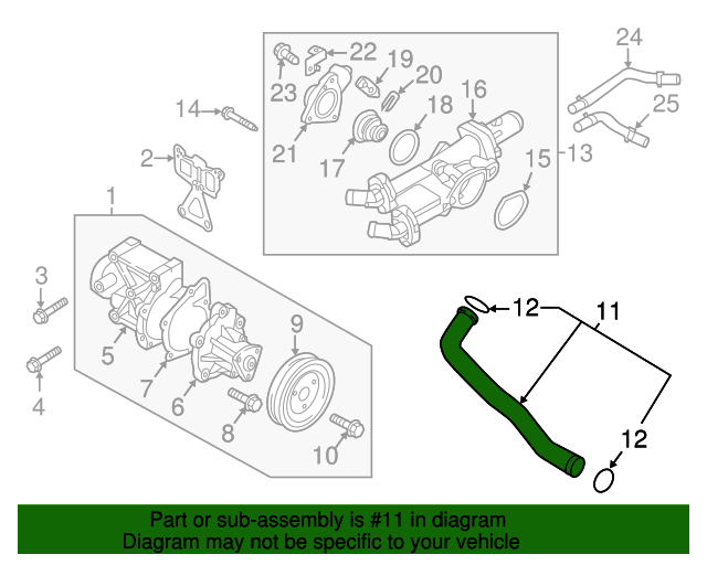 2016-2022 Kia Water Pipe 25460-2G250 | QuirkParts