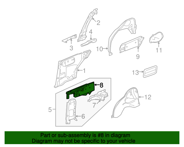 15916902 - Passenger Side Body Side Inner Panel Extension 2006-2009 ...