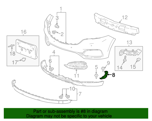 2018-2021 Buick Enclave Front Passenger Side Bumper Fascia Lower ...