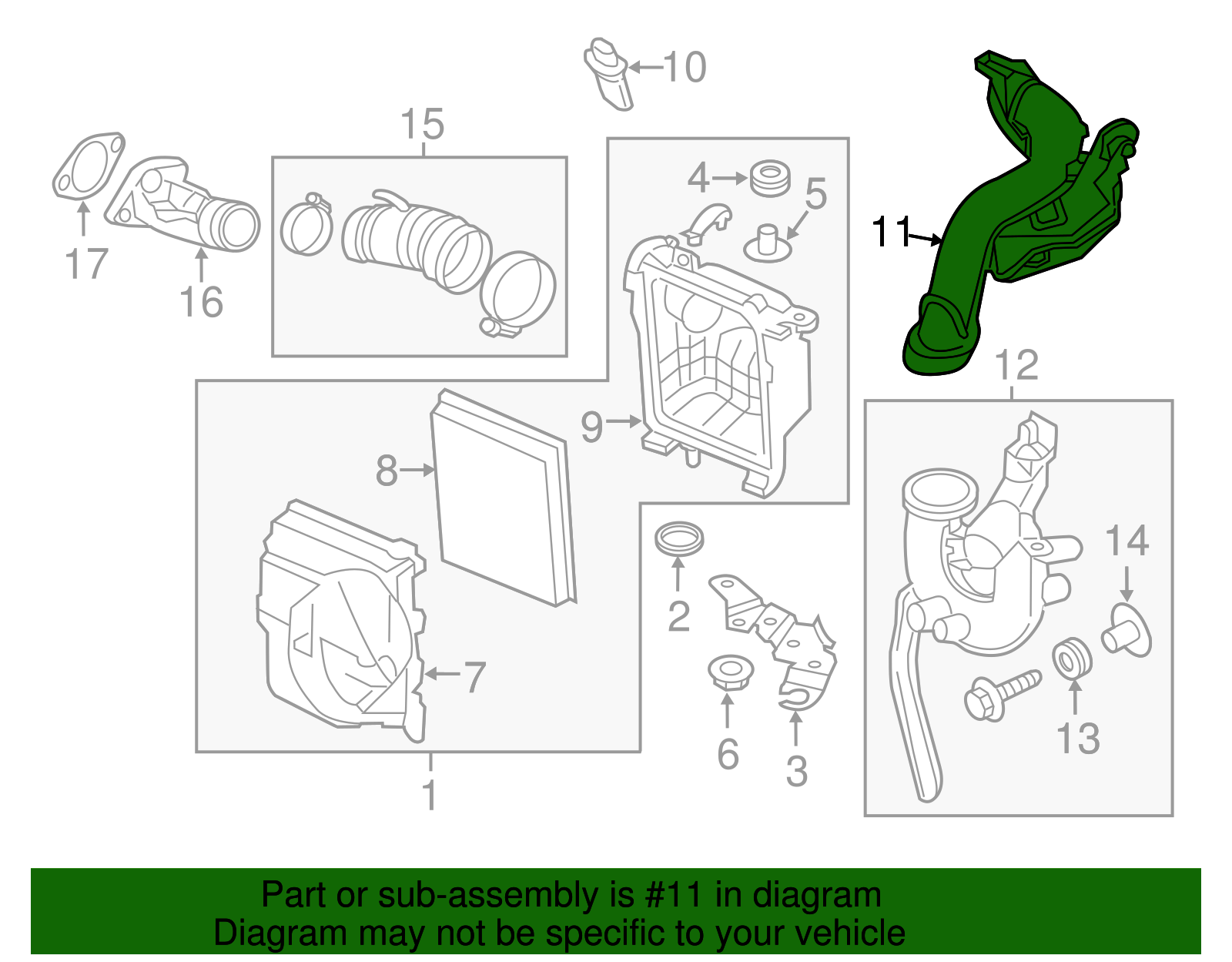 2011-2017 Nissan Juke Upper Duct 16554-1KT0B | Bill Kay Nissan Parts