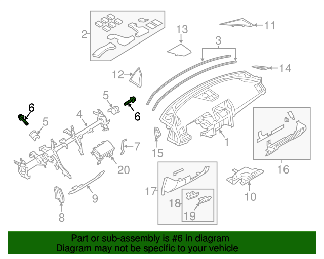 2014-2017 Mazda 6 Reinforced Beam Bolt 9YA0-20-868A | TascaParts.com