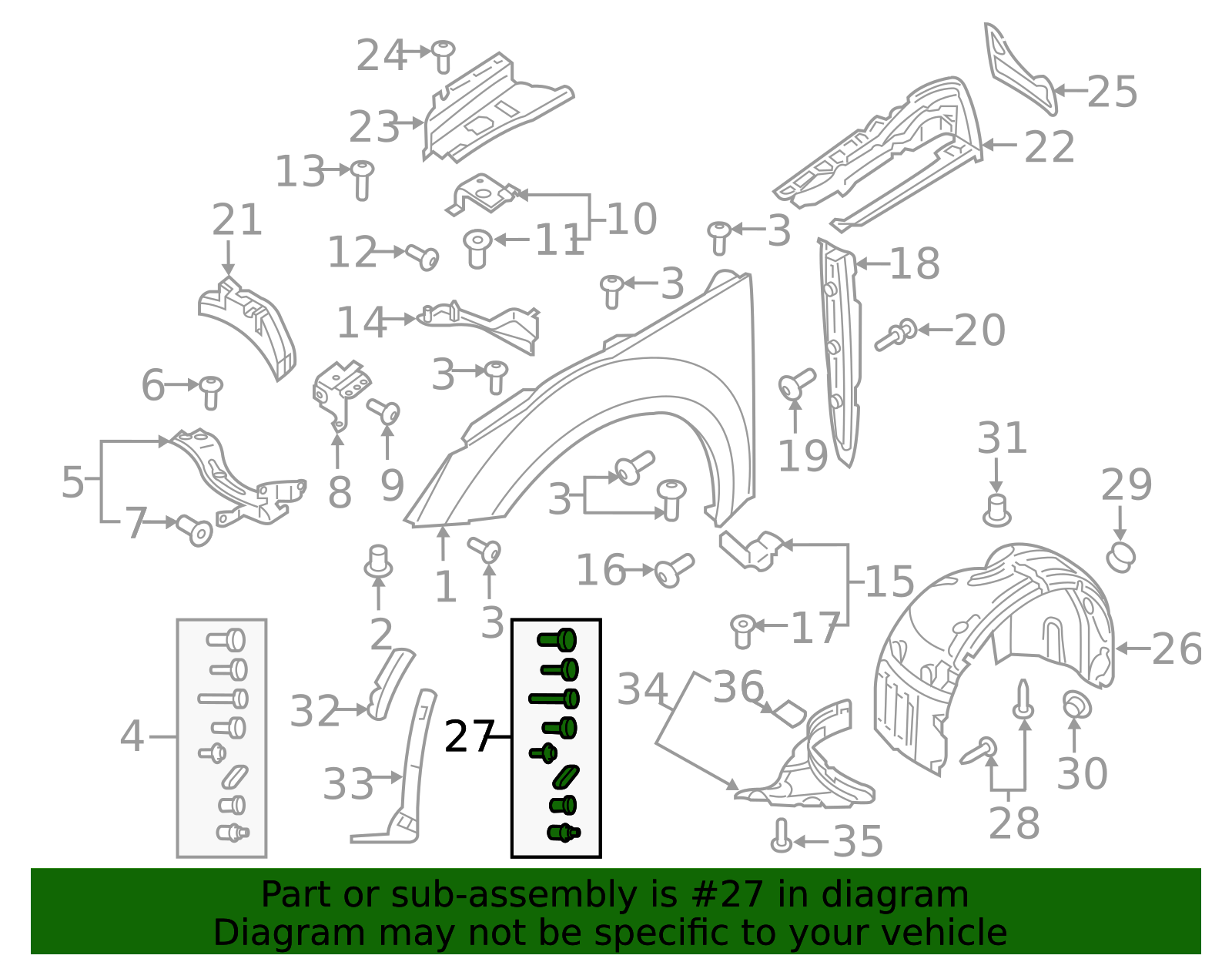 2016-2023 Audi Wheelhouse Liner Mount Kit 8S0-098-629 | OEM Parts Online