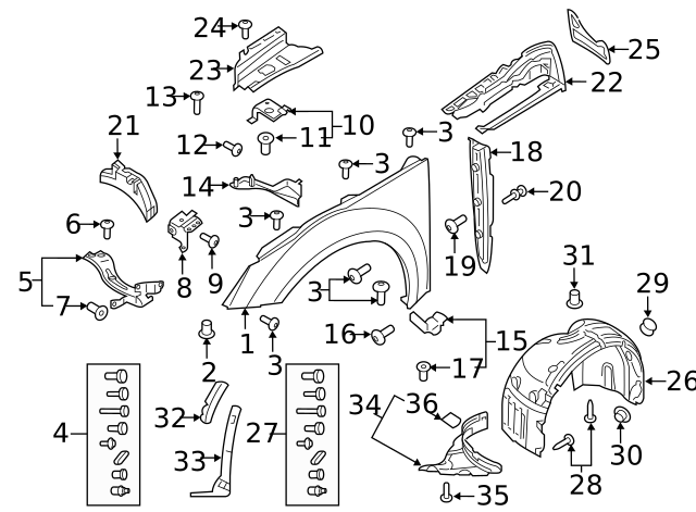 2016-2023 Audi Wheelhouse Liner Mount Kit 8S0-098-629 | OEM Parts Online