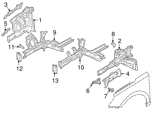 64587-G3000 - Fender Rail Bracket 2018-2020 Hyundai Elantra GT ...