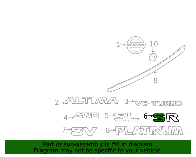 84896-6CA3A - Nameplate 2019-2022 Nissan Altima | Nissan Parts ...