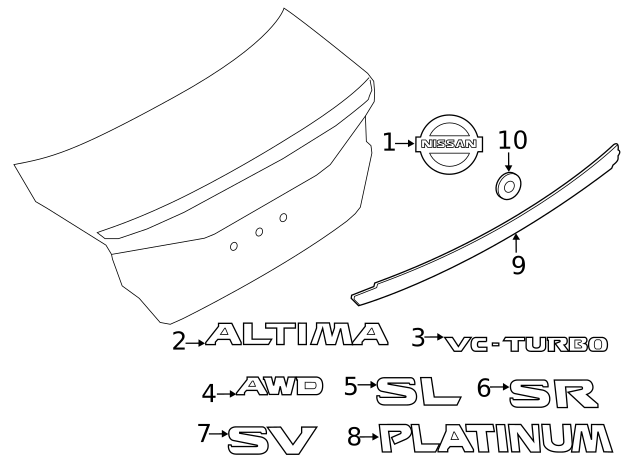 84895-9HF1A - Nameplate 2023-2024 Nissan Altima | Nissan Parts ...