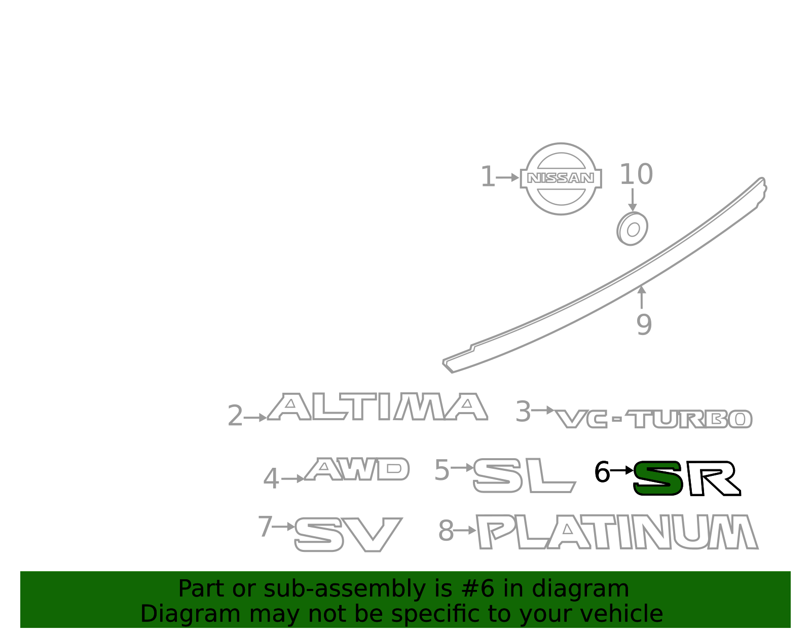 2023-2025 Nissan Altima Deck Lid Emblem 84896-9HF3B | My Nissan Part