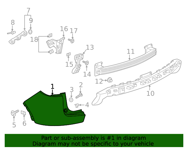2019-2024 Chevrolet Blazer Rear Driver Side Upper Bumper Cover 84387087 ...
