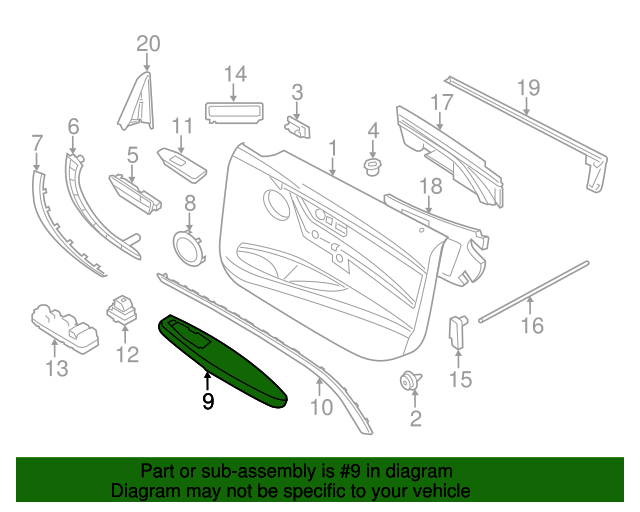 2014-2020 BMW Armrest in leather, front left 51-41-7-345-391 ...