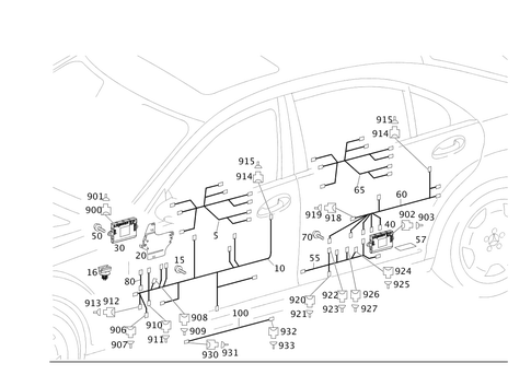 Door Wiring Harness and Door Control Module for 2008 Mercedes-Benz S 63 ...