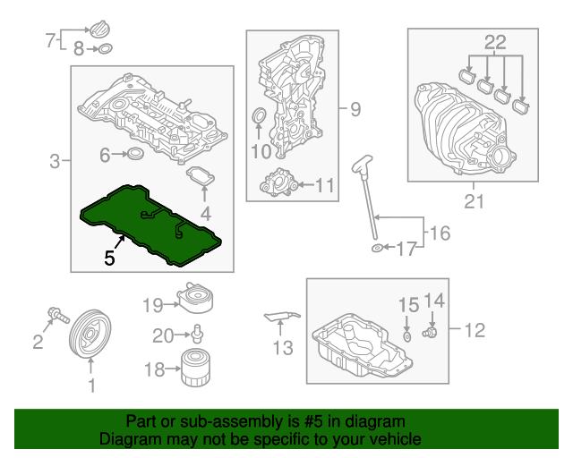2014-2021 Hyundai Valve Cover Gasket 22441-2E210 | OEM Parts Online