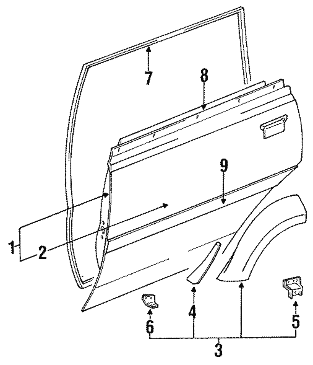 1991-1997 Toyota Land Cruiser Moulding Assembly, Rear Door Belt, Right ...