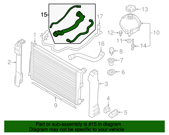 17128571612 - 2015-2017 BMW X3 Upper Hose (17-12-8-571-612) | BMW of ...