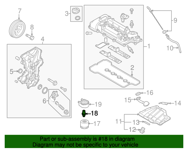 26420-2B720 - Engine Oil Filter Adapter Stud 2014-2023 Kia | Kia.Parts ...