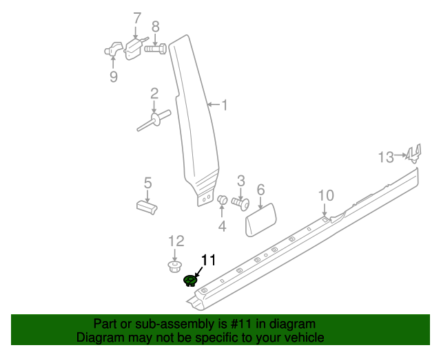 2006-2013 Audi Rocker Molding Rivet 8P0-853-802-A | Audi USA Parts