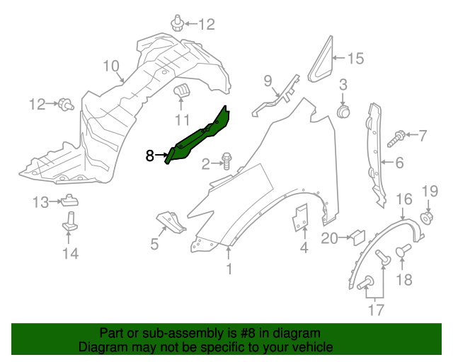 2015-2020 Nissan Murano Fender Protection Film 638E8-5AA0A | TascaParts.com