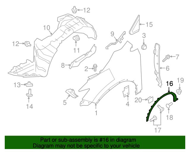 2015-2020 Nissan Murano Wheel Opening Molding 76852-5AA0A | TascaParts.com
