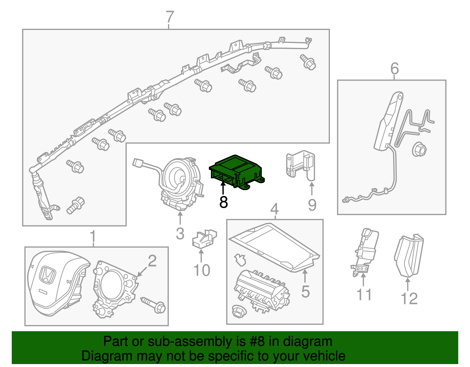 2012 Honda Civic 2012 Honda Civic - SRS Unit (Rewritable) (Trw) 77960 ...
