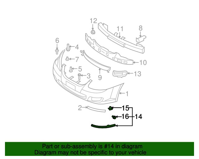86571-2F500 - Front Deflector 2007-2009 Kia Spectra | Kia.Parts Store