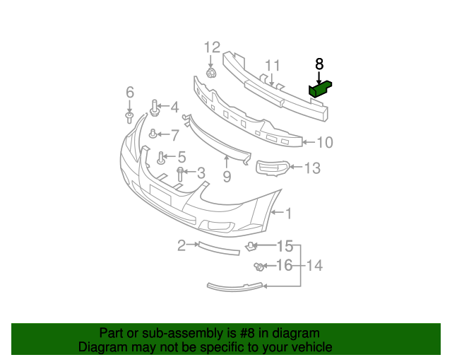 2007-2009 Kia Bumper Cover Bracket - Driver's Side (LH) 86513-2F500 ...