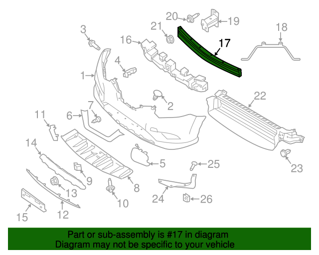 2014-2020 Nissan Rogue Front Bumper Impact Bar 62030-6FL0A | Coulter ...