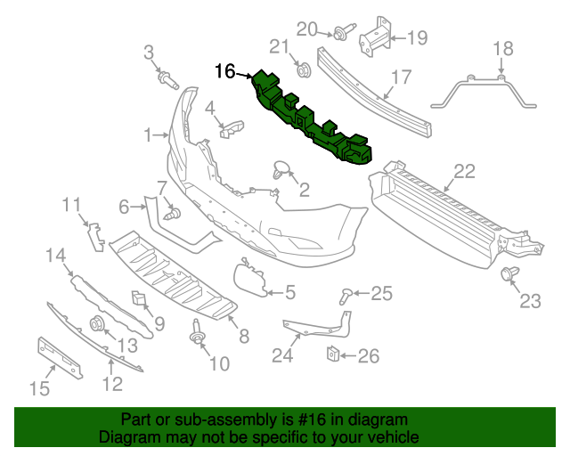 62090-6FL0A | Nissan Absorber-Energy Front Bumper - Genuine OEM ...