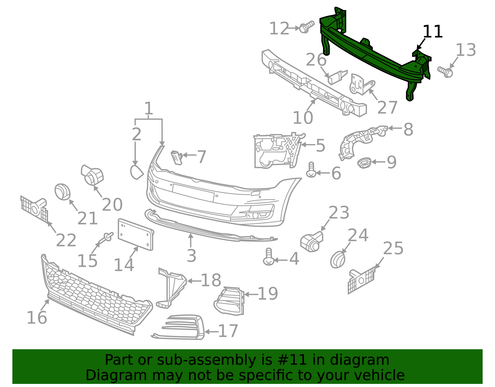 2015-2021 Volkswagen Impact Bar 5GM-807-109-AE | VW Direct Auto Parts