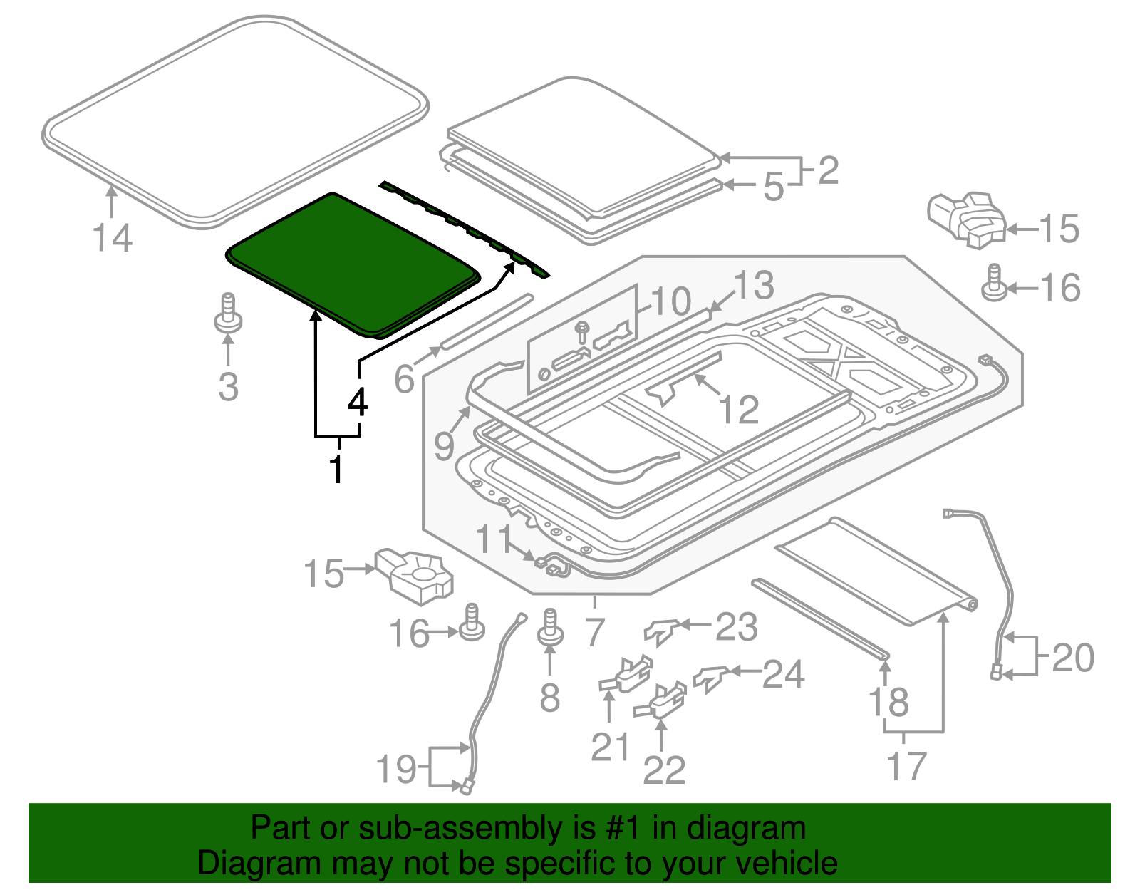 8U0-877-071 - Sunroof Glass 2015-2018 Audi | Audi OEM Parts