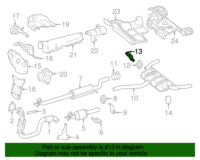 246-492-05-41 - Muffler & Pipe Bracket 2014-2019 Mercedes-Benz ...